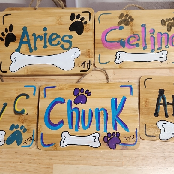 Hand Crafted | Dog | Custom Pet Name Plaques With Paw Prints Hand ...